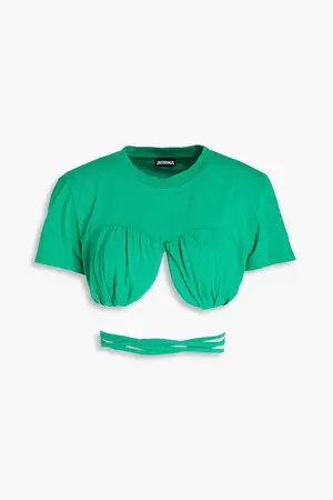Jacquemus JACQUEMUS Cropped Cotton-Jersey T-Shirt Jade