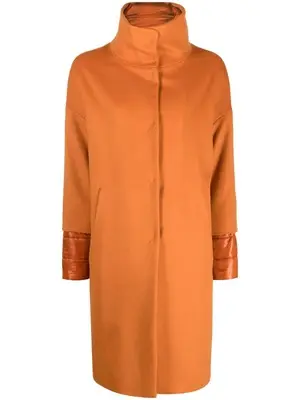Herno Funnel-neck Single-breasted Coat - Orange