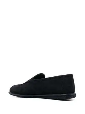 Giorgio Armani Logo-embroidered Suede Loafers