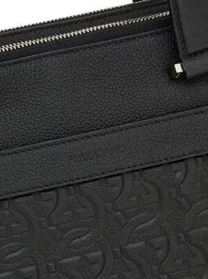 FERRAGAMO Monogram-embossed Leather Briefcase