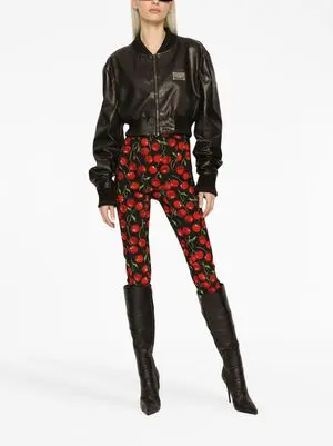 Dolce & Gabbana Logo-plaque Cropped Leather Jacket