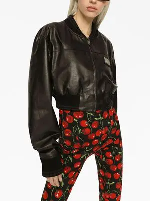 Dolce & Gabbana Logo-plaque Cropped Leather Jacket