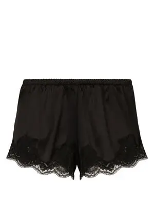 Dolce & Gabbana Lace-detailing Satin-finish Briefs - Black