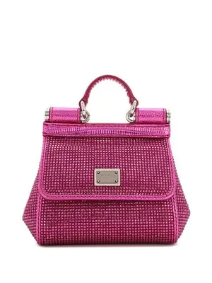 Dolce & Gabbana Mini Sicily Rhinestone-embellished Tote - Pink