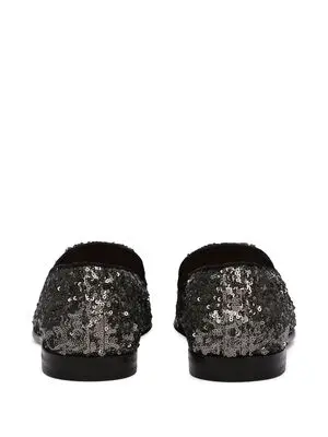 Dolce & Gabbana Sequin-embellished Leather Slippers