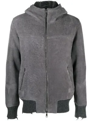 GIORGIO BRATO Hooded Zip-up Leather Jacket