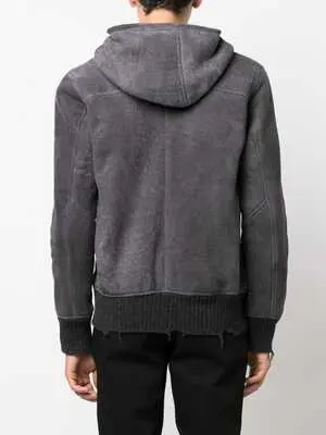 GIORGIO BRATO Hooded Zip-up Leather Jacket