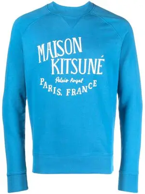 Maison Kitsuné Logo-print Cotton Sweatshirt - Blue