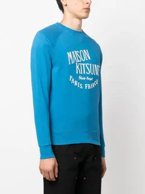 Maison Kitsuné Logo-print Cotton Sweatshirt - Blue