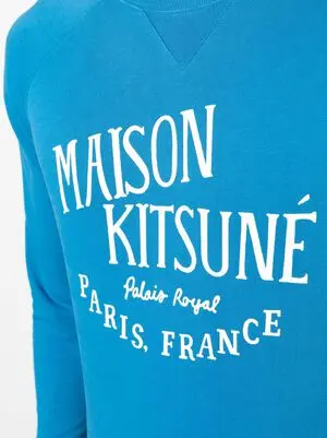 Maison Kitsuné Logo-print Cotton Sweatshirt - Blue
