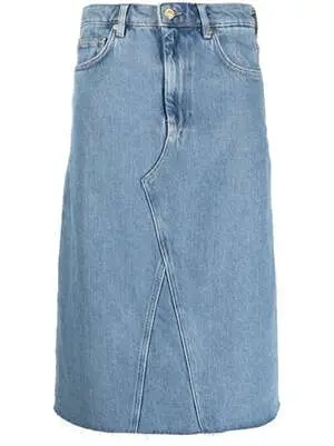 GANNI High-waist Denim Midi Skirt