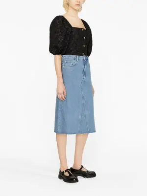 GANNI High-waist Denim Midi Skirt
