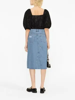 GANNI High-waist Denim Midi Skirt