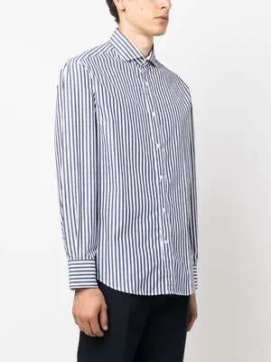Brunello Cucinelli Striped Spread-collar Cotton Shirt