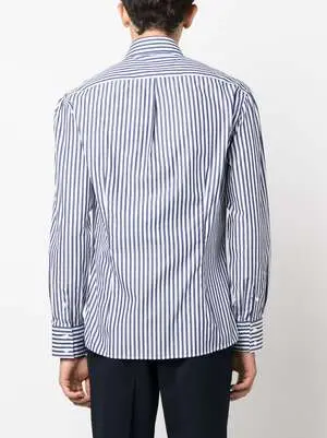 Brunello Cucinelli Striped Spread-collar Cotton Shirt