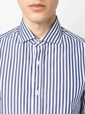 Brunello Cucinelli Striped Spread-collar Cotton Shirt