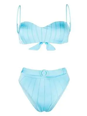 NOIRE SWIMWEAR High-waist Belted Bikini Set - Blue