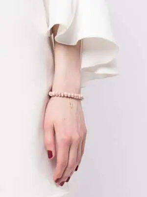 SYDNEY EVAN 14kt Yellow Gold Lightning Bolt Charm Bracelet - Pink