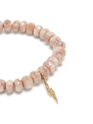 SYDNEY EVAN 14kt Yellow Gold Lightning Bolt Charm Bracelet - Pink