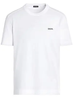 Zegna Logo-embroidered Cotton T-shirt - White