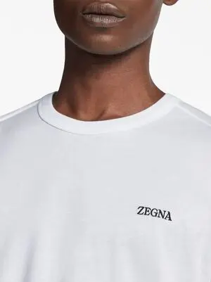 Zegna Logo-embroidered Cotton T-shirt - White
