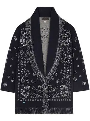 Alanui Bandana Jacquard Cashmere Cardigan - Blue