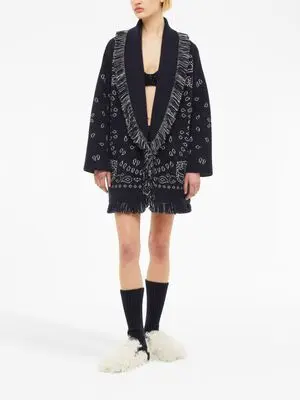 Alanui Bandana Jacquard Cashmere Cardigan - Blue