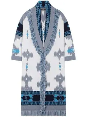 Alanui Intarsia-knit Jacquard Coat - White