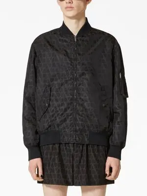 Valentino Garavani Nylon Bomber Jacket With Toile Iconographe Print
