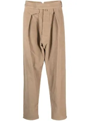 Moschino Pleat-detail Cotton Straight Trousers - Neutrals