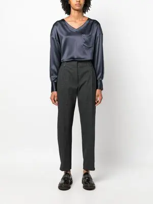 Brunello Cucinelli Monili-embellished Tapered Trousers - Grey