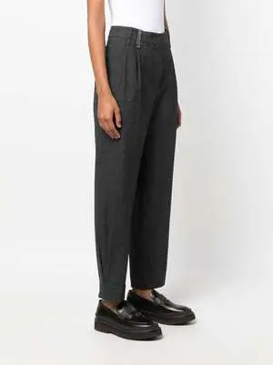 Brunello Cucinelli Monili-embellished Tapered Trousers - Grey