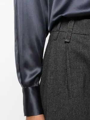 Brunello Cucinelli Monili-embellished Tapered Trousers - Grey