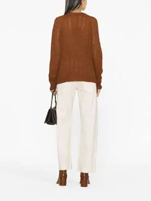 Etro Logo-embroidered Cable-knit Jumper - Brown