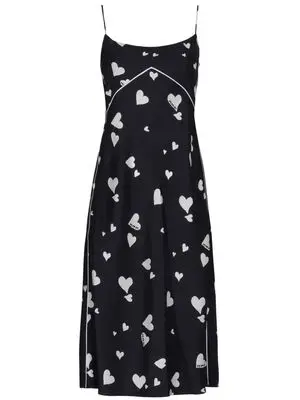 Marni Heart Print Silk Slip Dress