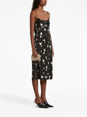 Marni Heart Print Silk Slip Dress