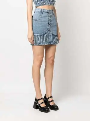 Moschino Fringe-detail Denim Skirt