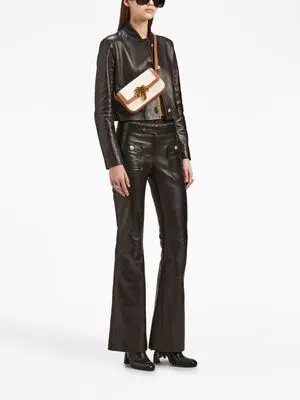 Palm Angels Mid-rise Leather Flared Trousers