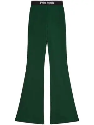 Palm Angels Logo-tape Flared Trousers - Green