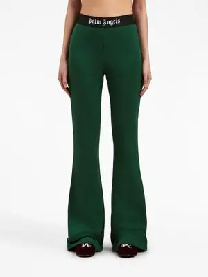 Palm Angels Logo-tape Flared Trousers - Green