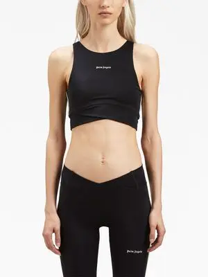 Palm Angels Logo-print Crop Top - Black