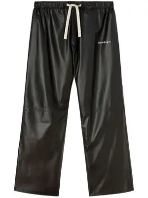 Palm Angels Logo-print Leather Track Pants - Black