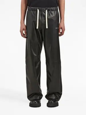 Palm Angels Logo-print Leather Track Pants - Black