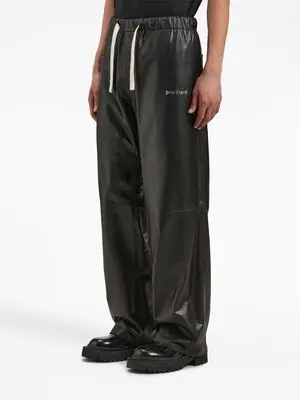 Palm Angels Logo-print Leather Track Pants - Black