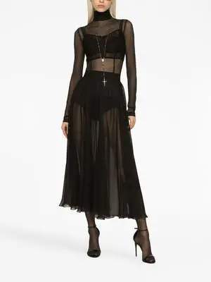 Dolce & Gabbana High-waisted Pleated Midi Skirt - Black