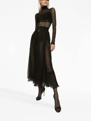 Dolce & Gabbana High-waisted Pleated Midi Skirt - Black
