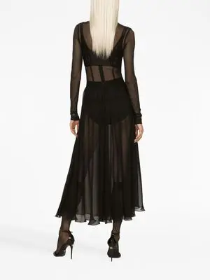 Dolce & Gabbana High-waisted Pleated Midi Skirt - Black