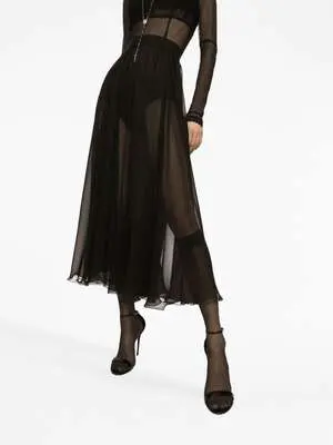Dolce & Gabbana High-waisted Pleated Midi Skirt - Black