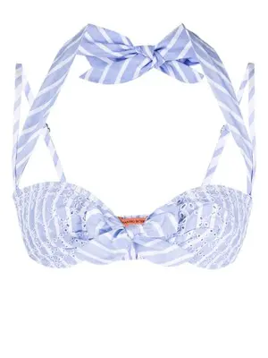 Ermanno Scervino Broderie-anglaise Bikini Top - Blue