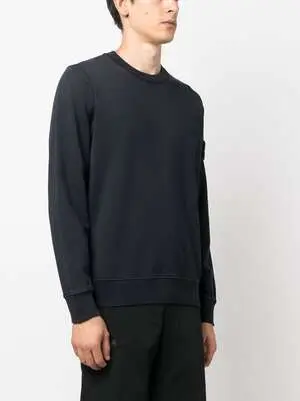 Stone Island Compass-patch Crew-neck Sweatshirt - Blue